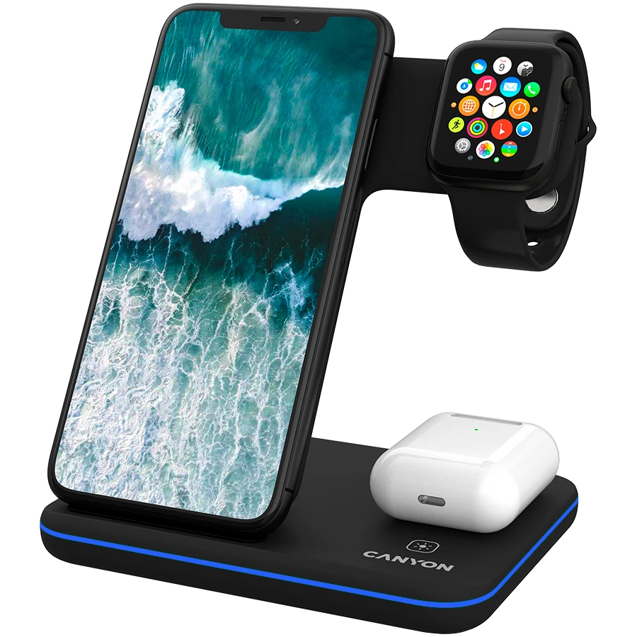 CANYON WS-303, 3in1 Wireless charger, with touch button for Running ...