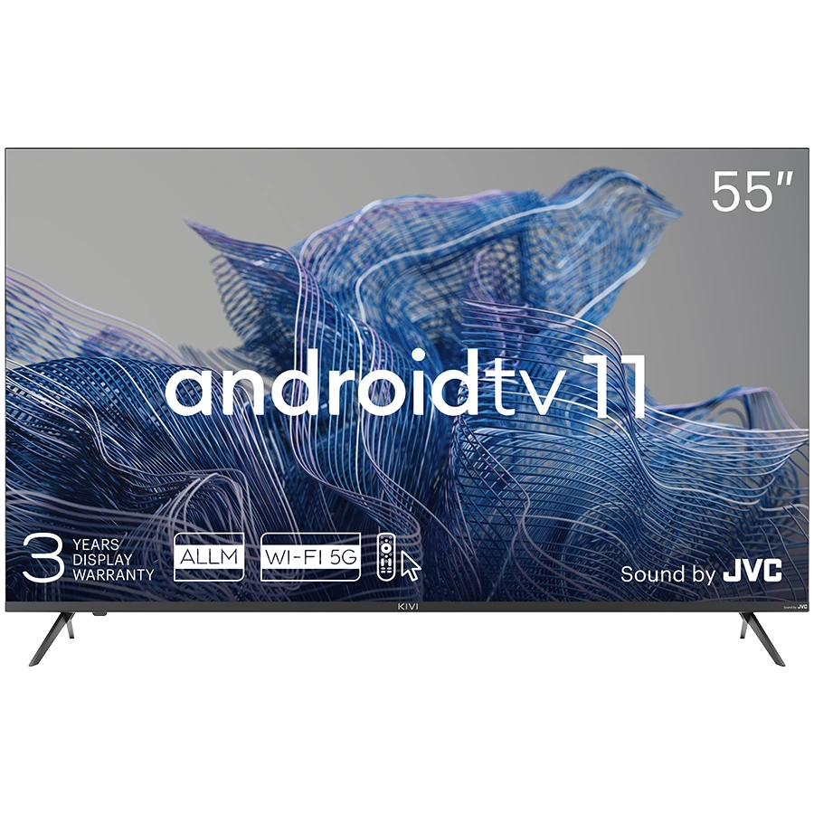 55', UHD, Android TV 11, Black, 3840x2160, 60 Hz, Sound by JVC, 2x12W ...
