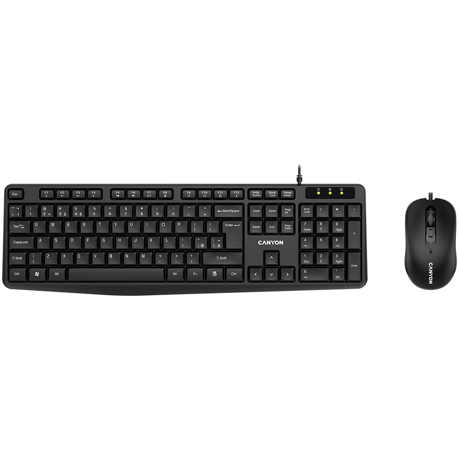CANYON USB standard KB, 104 keys, water resistant UK layout bundle with ...